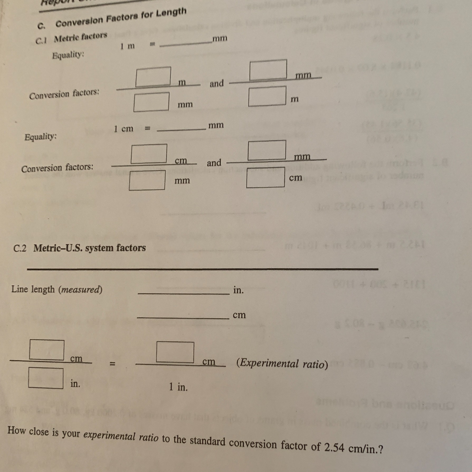 Solved C.2 Metric-U.S. system factors Line length (measured) | Chegg.com