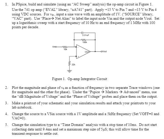 Solved 1. In PSpice, build and simulate using an "AC Sweep | Chegg.com