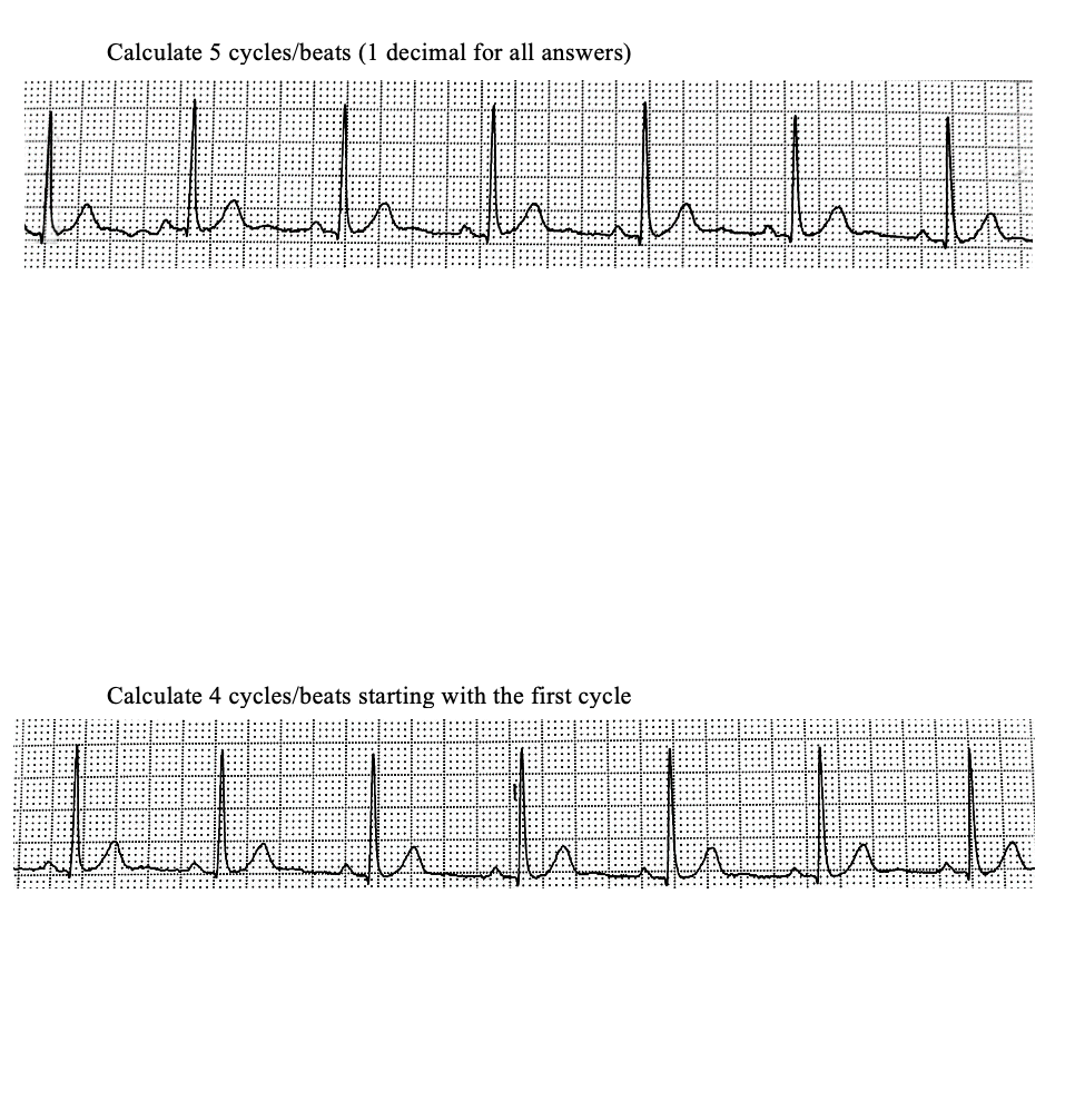 Calculate 5 cycles/beats (1 decimal for all answers) | Chegg.com