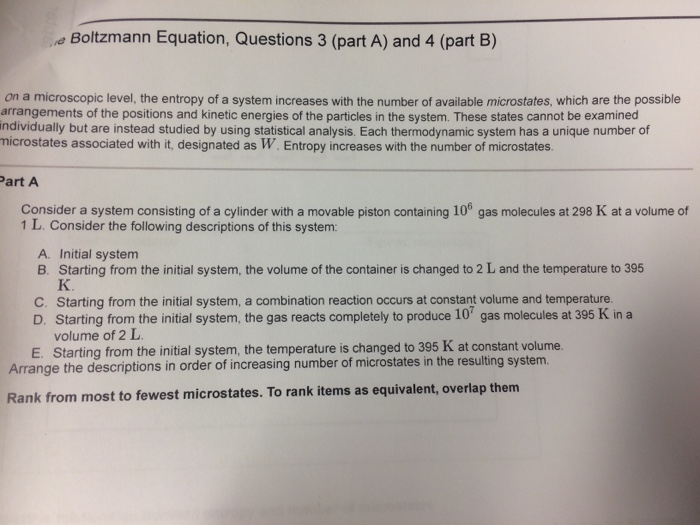 Solved e Boltzmann Equation, Questions 3 (part A) and 4 | Chegg.com
