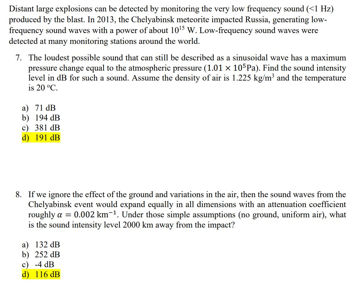 Solved Distant large explosions can be detected by | Chegg.com