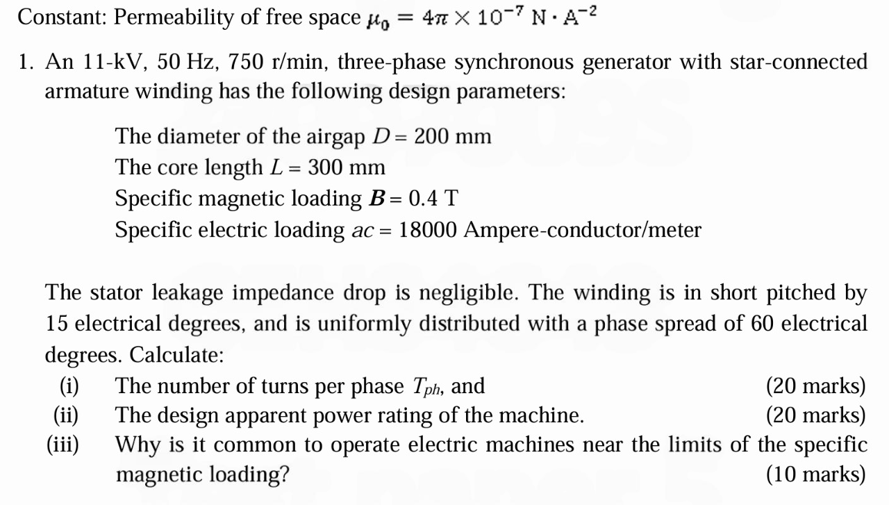 Solved Specific electric loading \( ﻿a c=18000 \) | Chegg.com