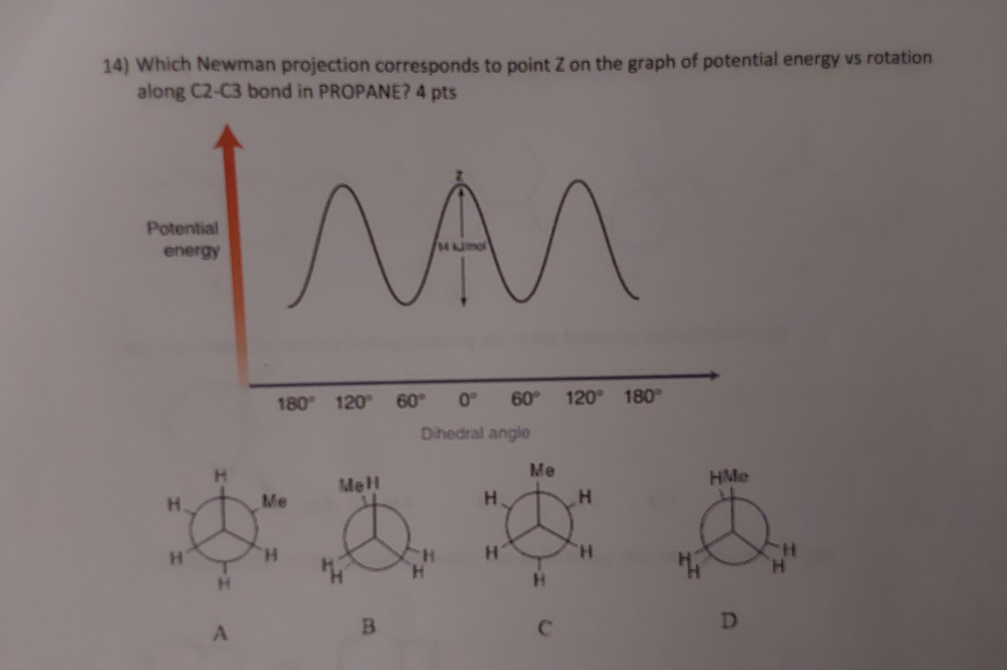 14) Which Newman projection corresponds to point Z on | Chegg.com
