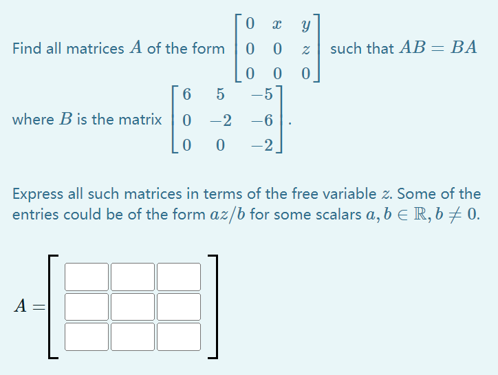 Solved Find all matrices A of the form ⎣⎡000x00yz0⎦⎤ such | Chegg.com