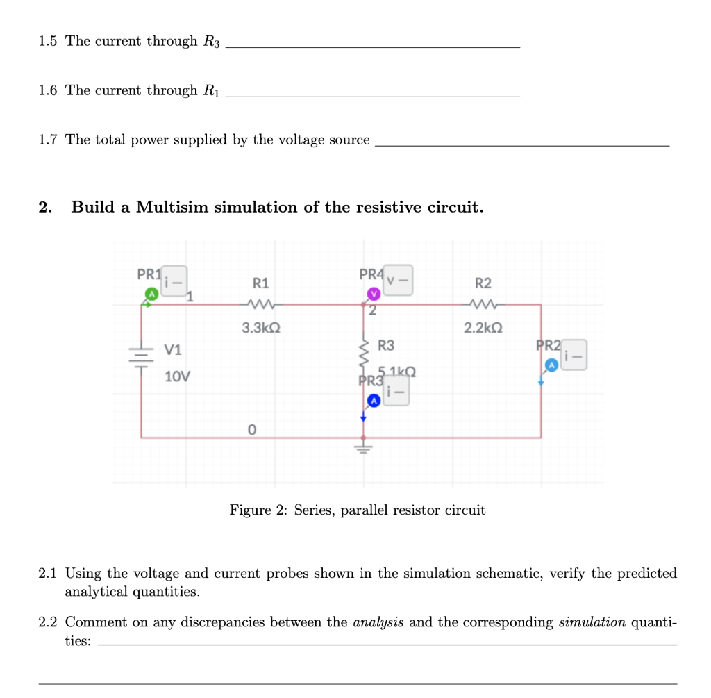 Solved 1 5 The Current Through R3 1 6 The Current Through R1