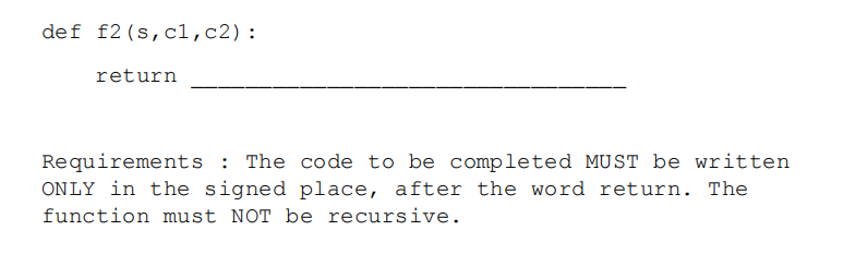 Solved Python The function f2 gets a string s and 2 | Chegg.com