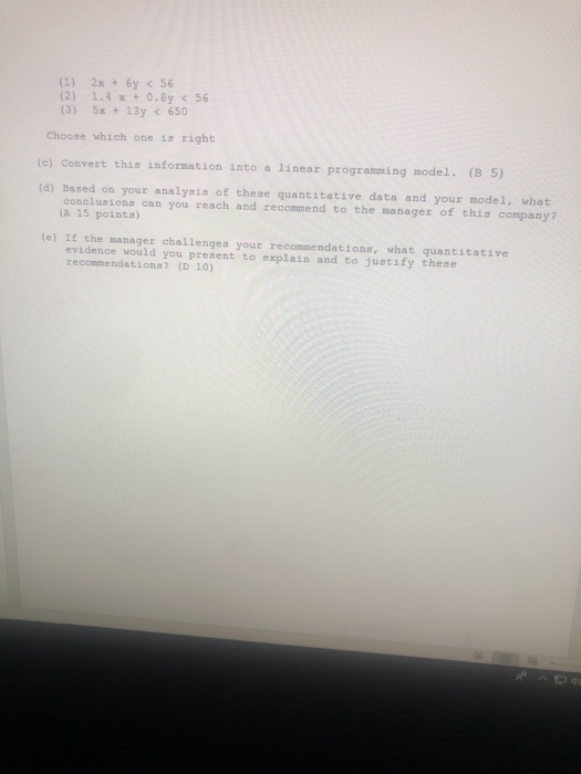 Solved 1. Given this linear progr amming model: 10x + 16y | Chegg.com