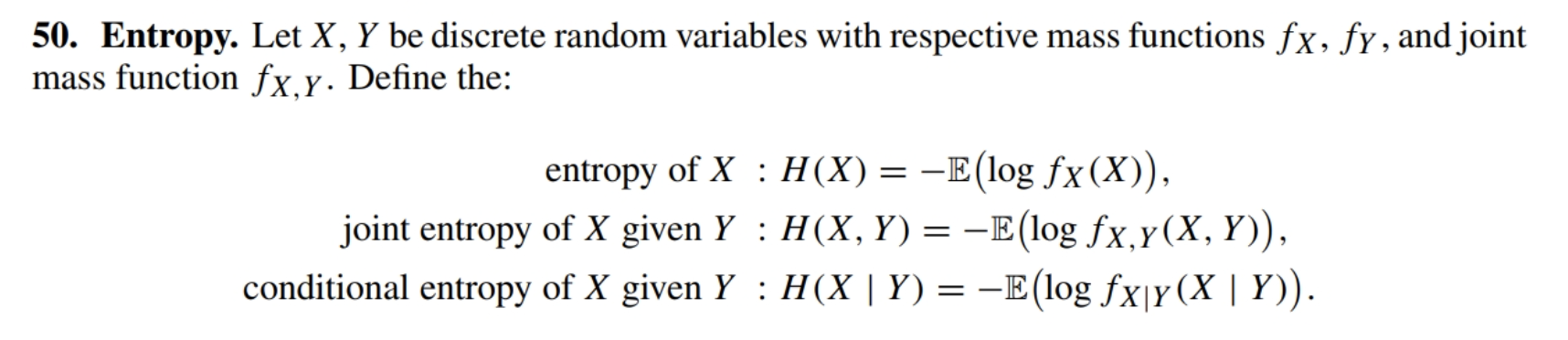 50. Entropy. Let X, Y be discrete random variables | Chegg.com