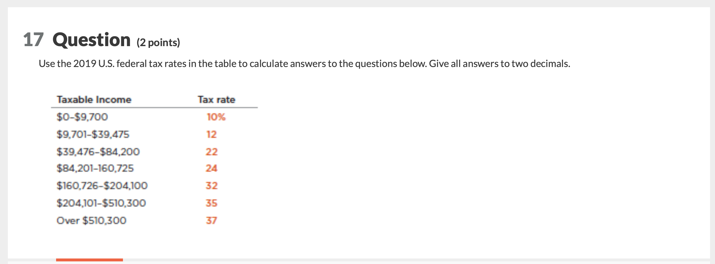 Solved Use the 2019 U.S. federal tax rates in the table to | Chegg.com