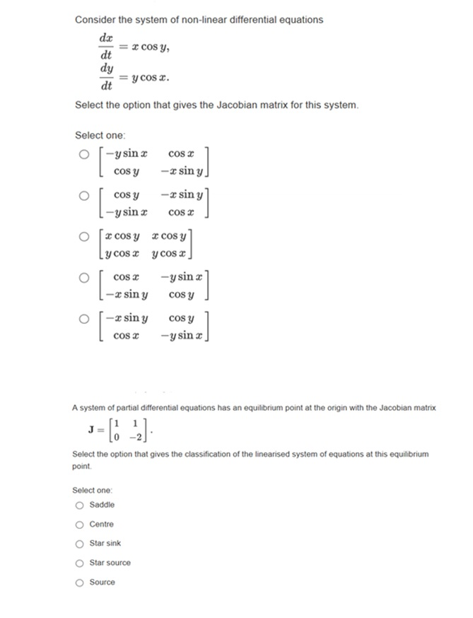 Solved Consider the system of non-linear differential | Chegg.com