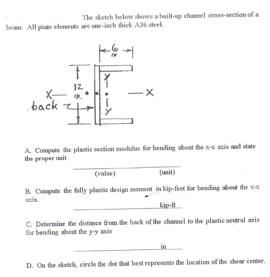 Solved The sketch below shows a built-up channel | Chegg.com