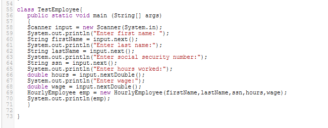 Solved WORK AREA RESULTS Create an HourlyEmployee class that | Chegg.com