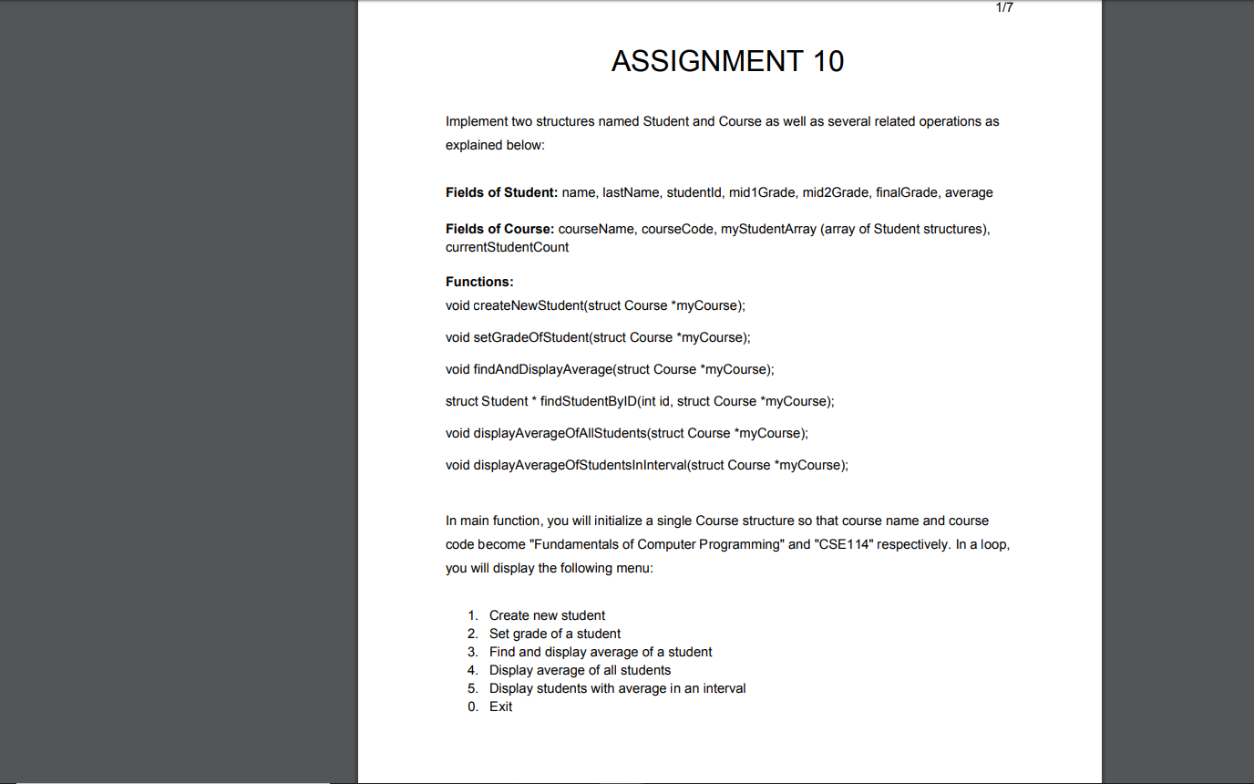 Solved ASSIGNMENT 10 Implement two structures named Student | Chegg.com
