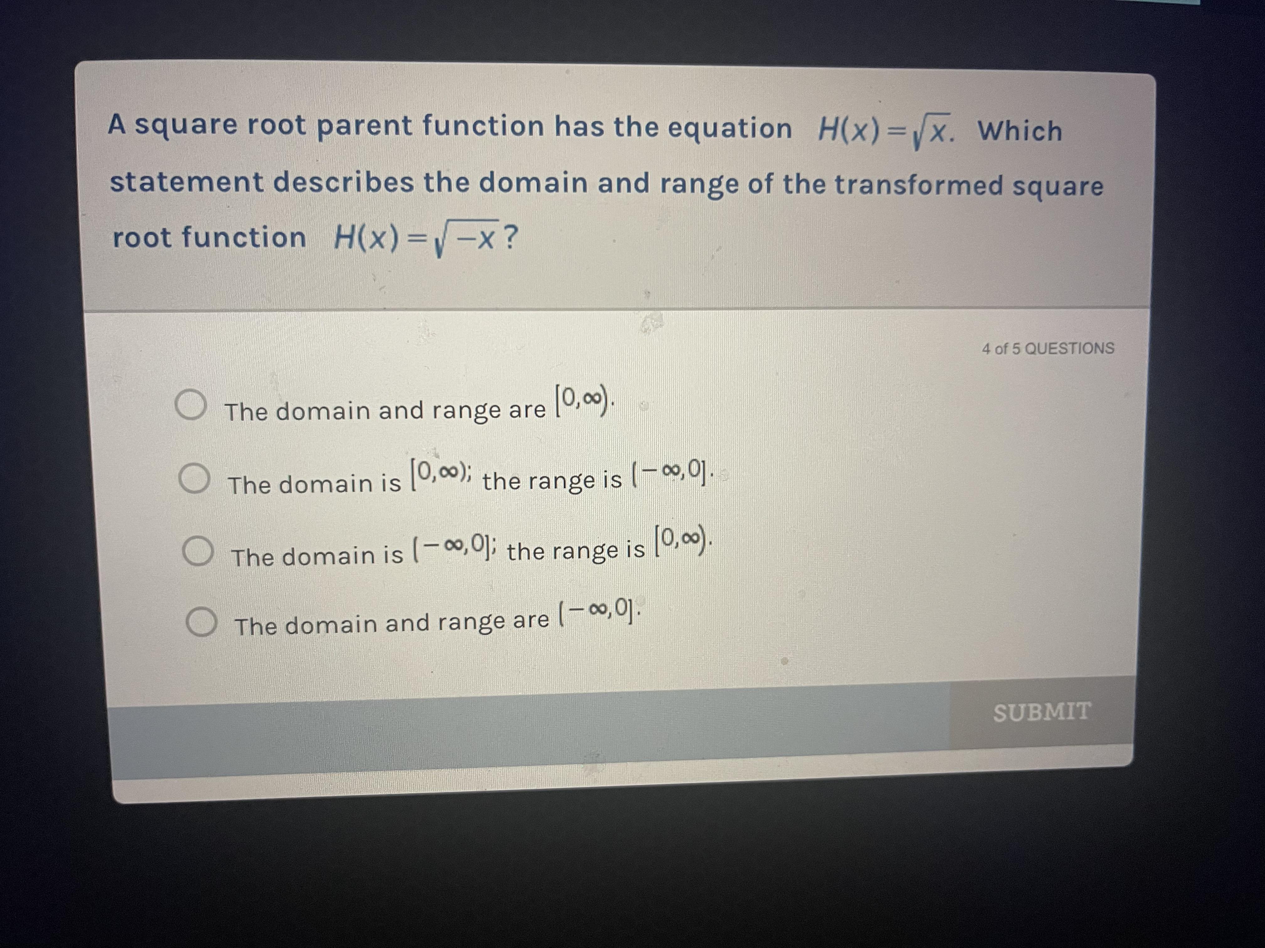 Solved A square root parent function has the equation | Chegg.com