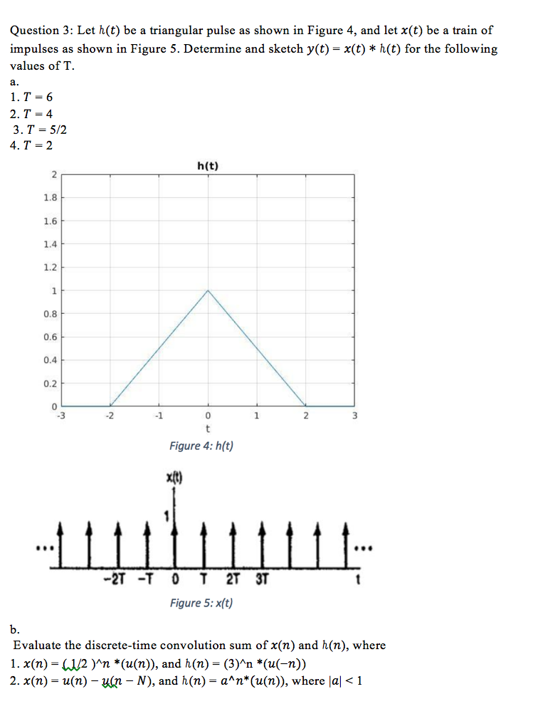 Question 3: Let h(t) be a triangular pulse as shown | Chegg.com