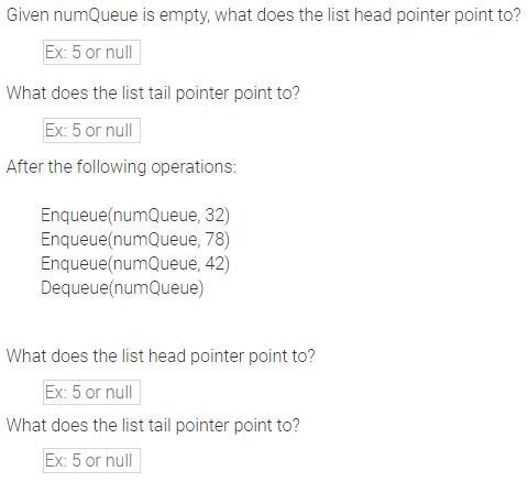 Solved Given numQueue is empty, what does the list head | Chegg.com