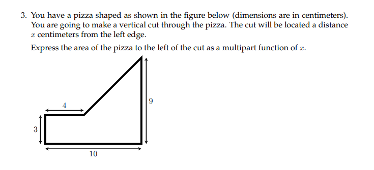 Solved 3. You have a pizza shaped as shown in the figure | Chegg.com
