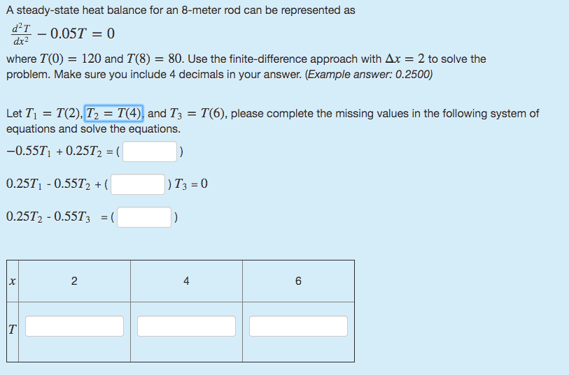 Solved A steady-state heat balance for an 8-meter rod can | Chegg.com
