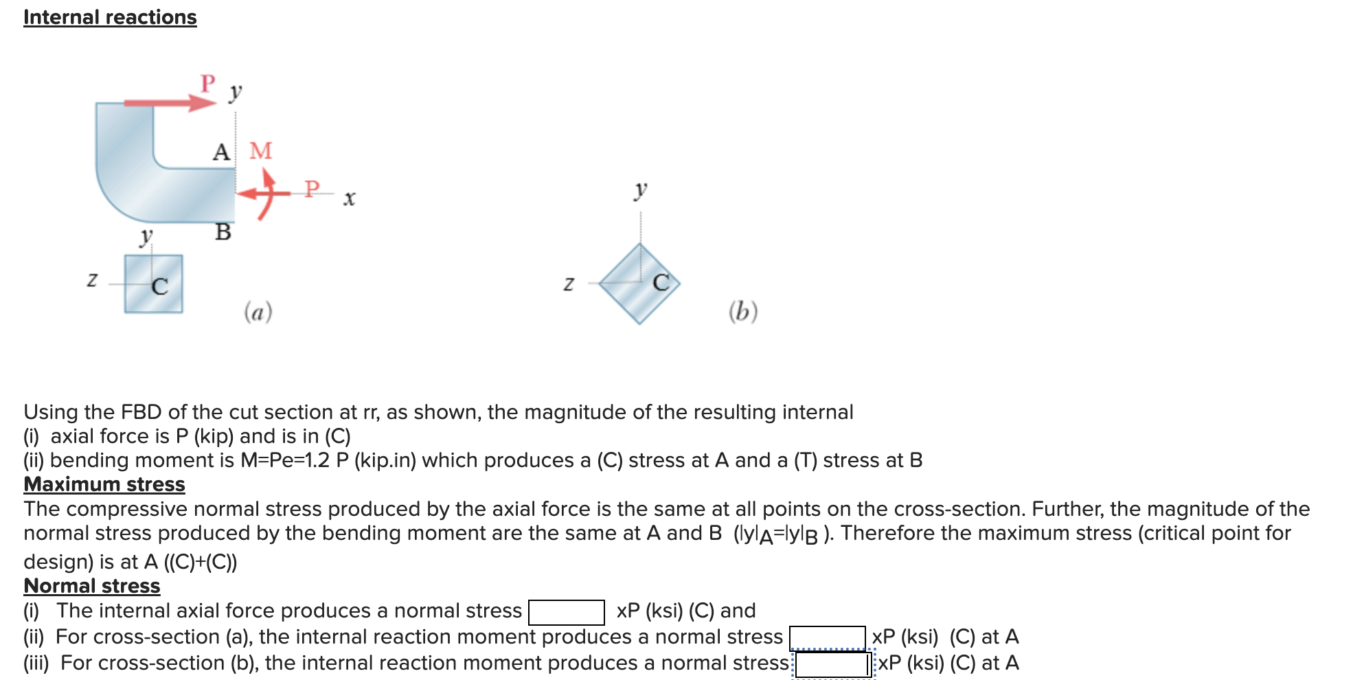 Solved Internal reactions (b) Using the FBD of the cut | Chegg.com