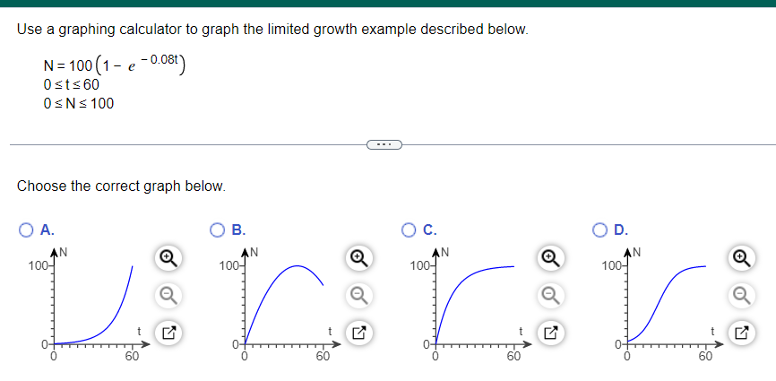 Solved Use a graphing calculator to graph the limited growth | Chegg.com