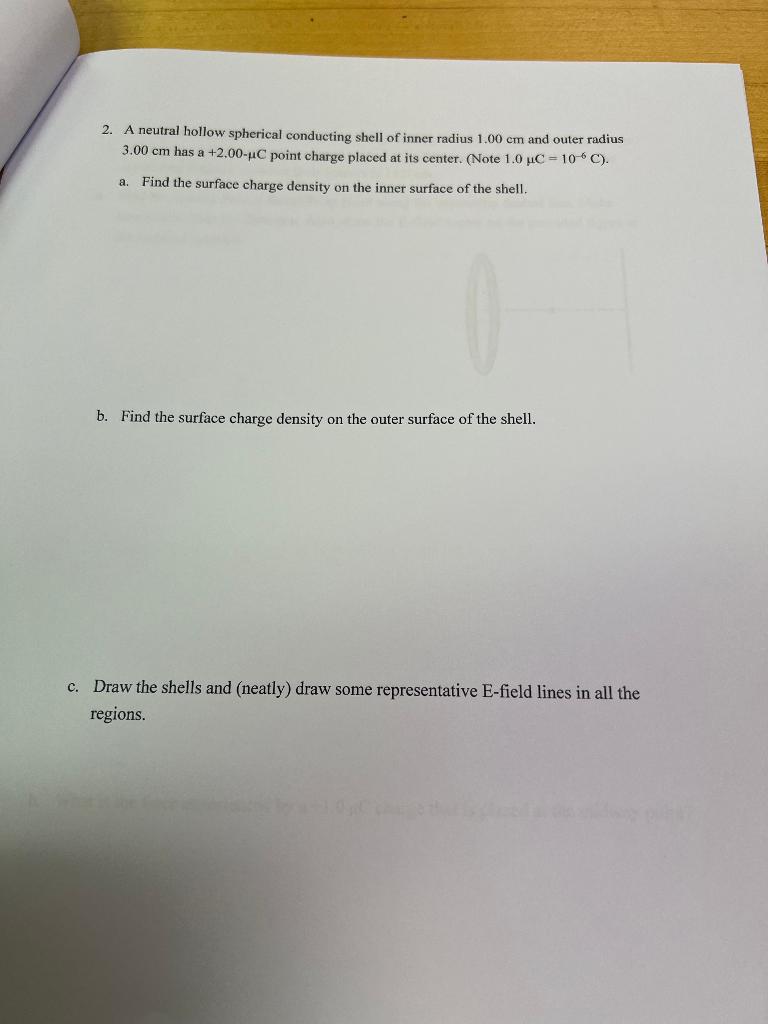 Solved 2. A neutral hollow spherical conducting shell of | Chegg.com