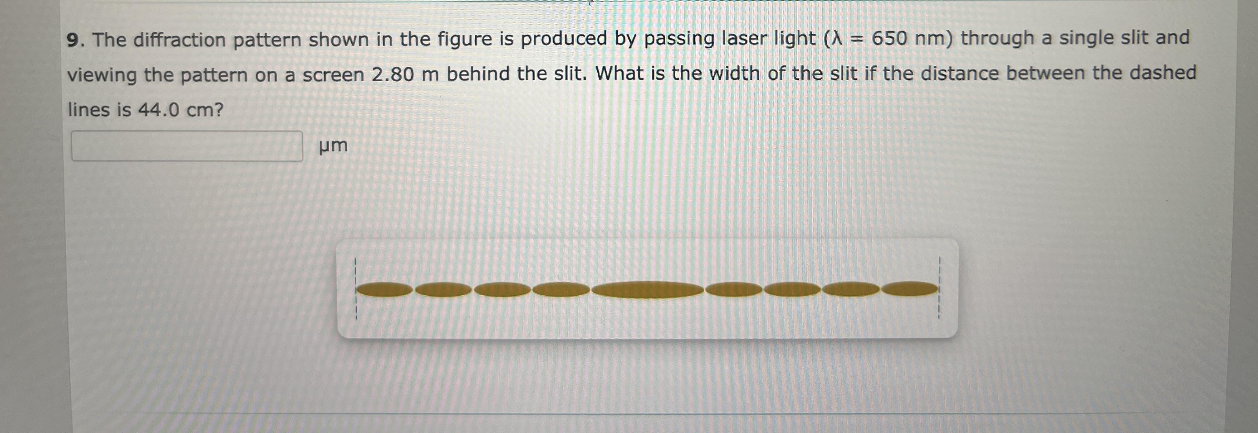 Solved 9. ﻿The diffraction pattern shown in the figure is | Chegg.com