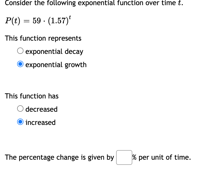 Solved Consider the following exponential function over time | Chegg.com