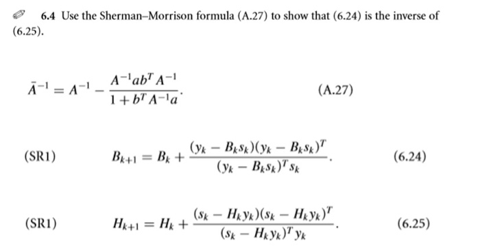 6.4 Use the Sherman-Morrison formula (A.27) to show | Chegg.com