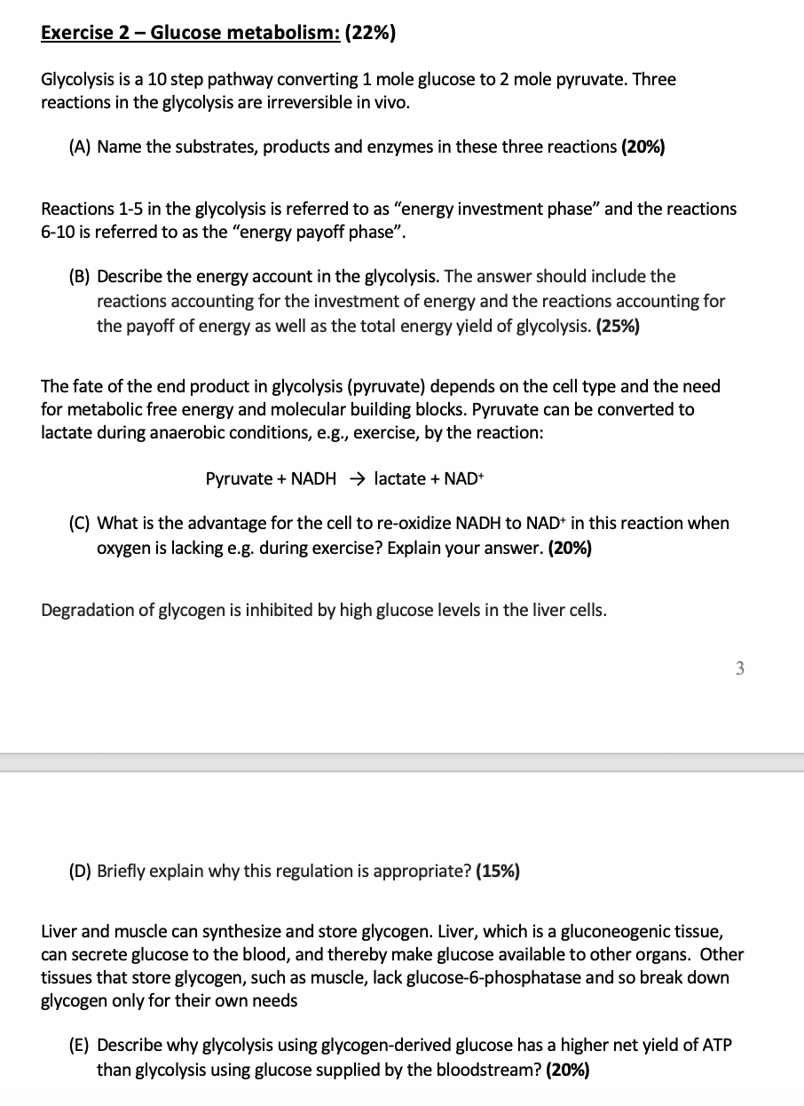 Solved Glycolysis is a 10 step pathway converting 1 mole | Chegg.com