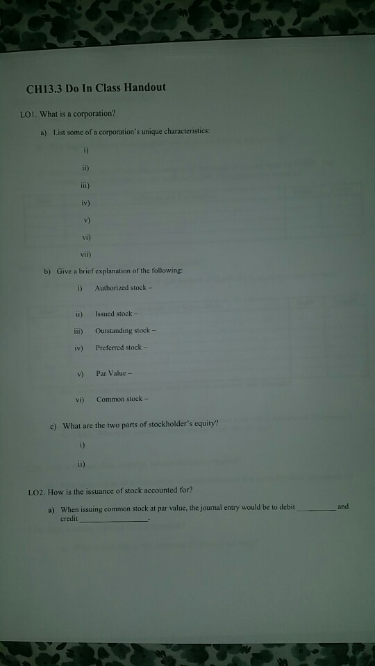 Solved CH13 & CH13.1 Do In Class Handout Name: Date: Ch13.0 | Chegg.com
