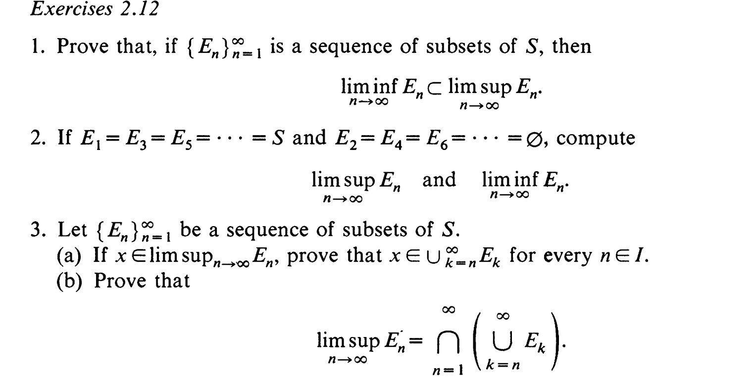 Solved 1. Prove that, if {En}n=1∞ is a sequence of subsets | Chegg.com
