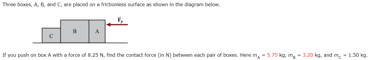 Solved If you push on box A with a force of 8.25 N, find the | Chegg.com
