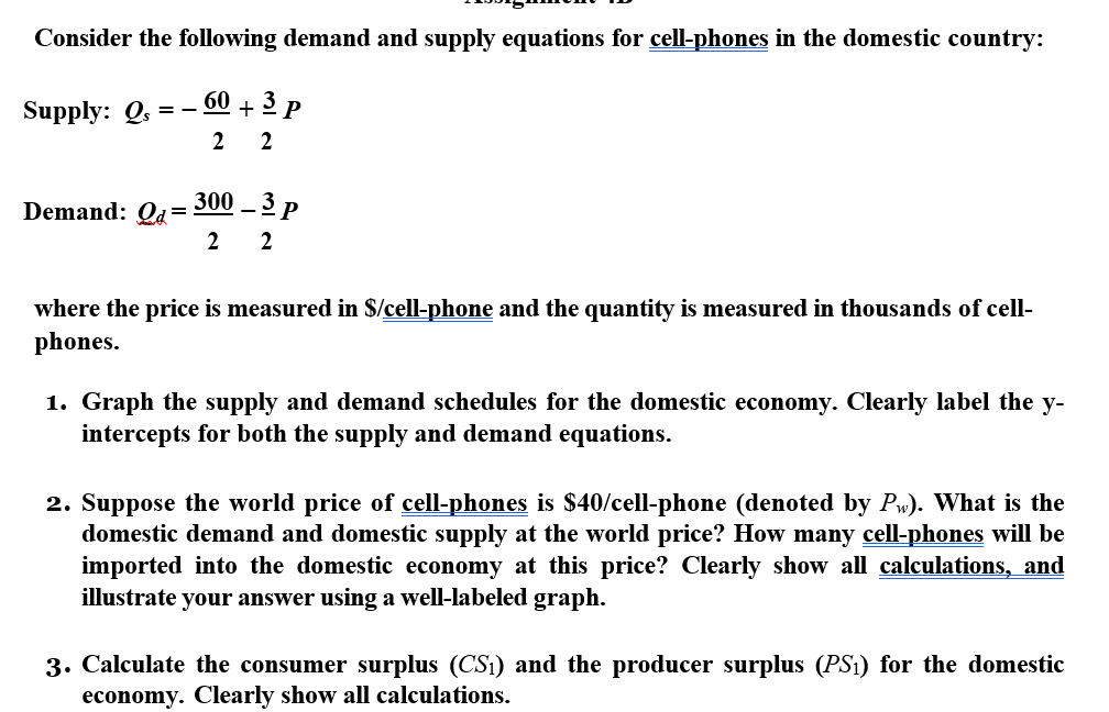 Solved Consider the following demand and supply equations | Chegg.com
