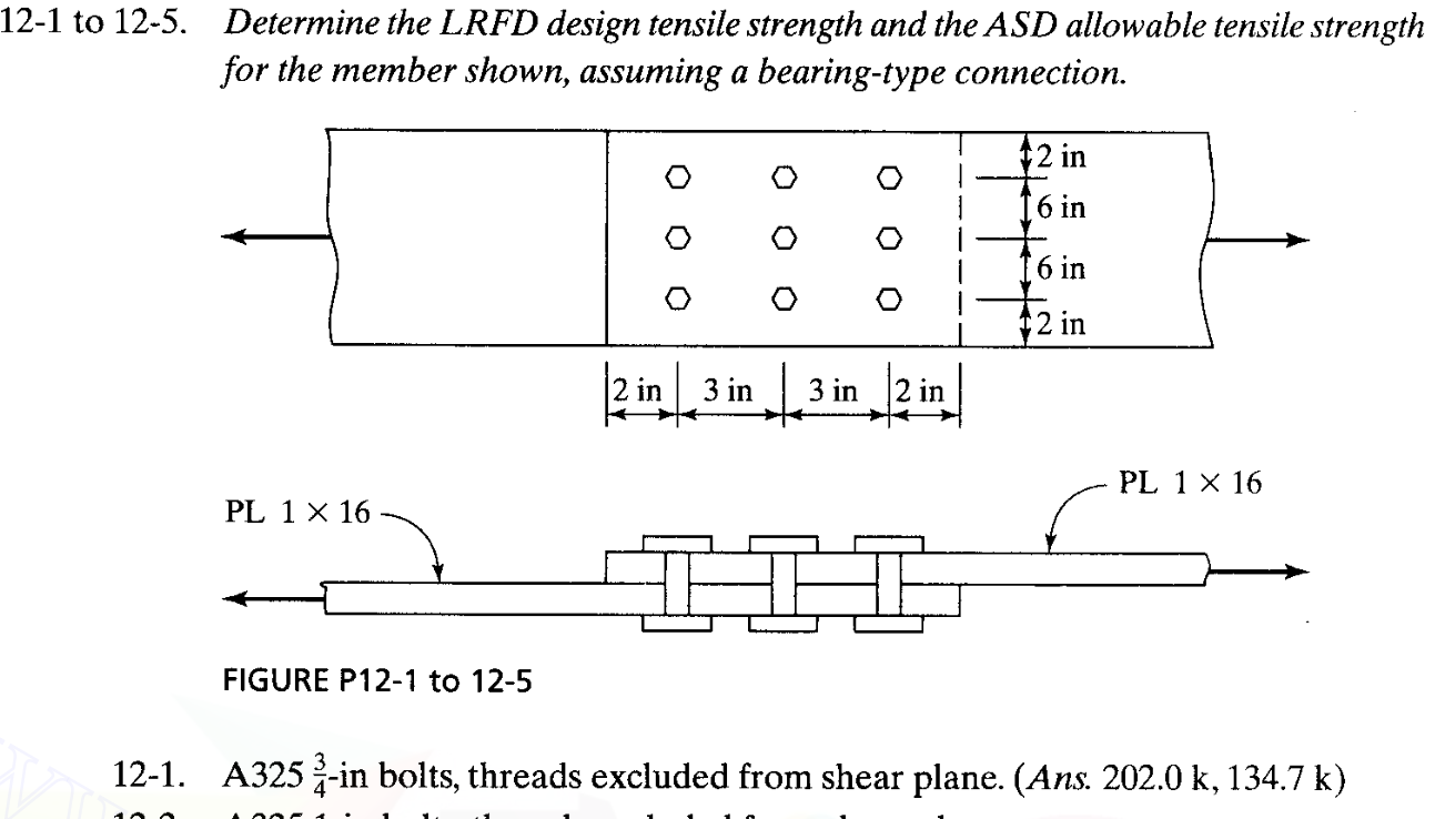 Solved 12-5. Determine the LRFD design tensile strength and | Chegg.com