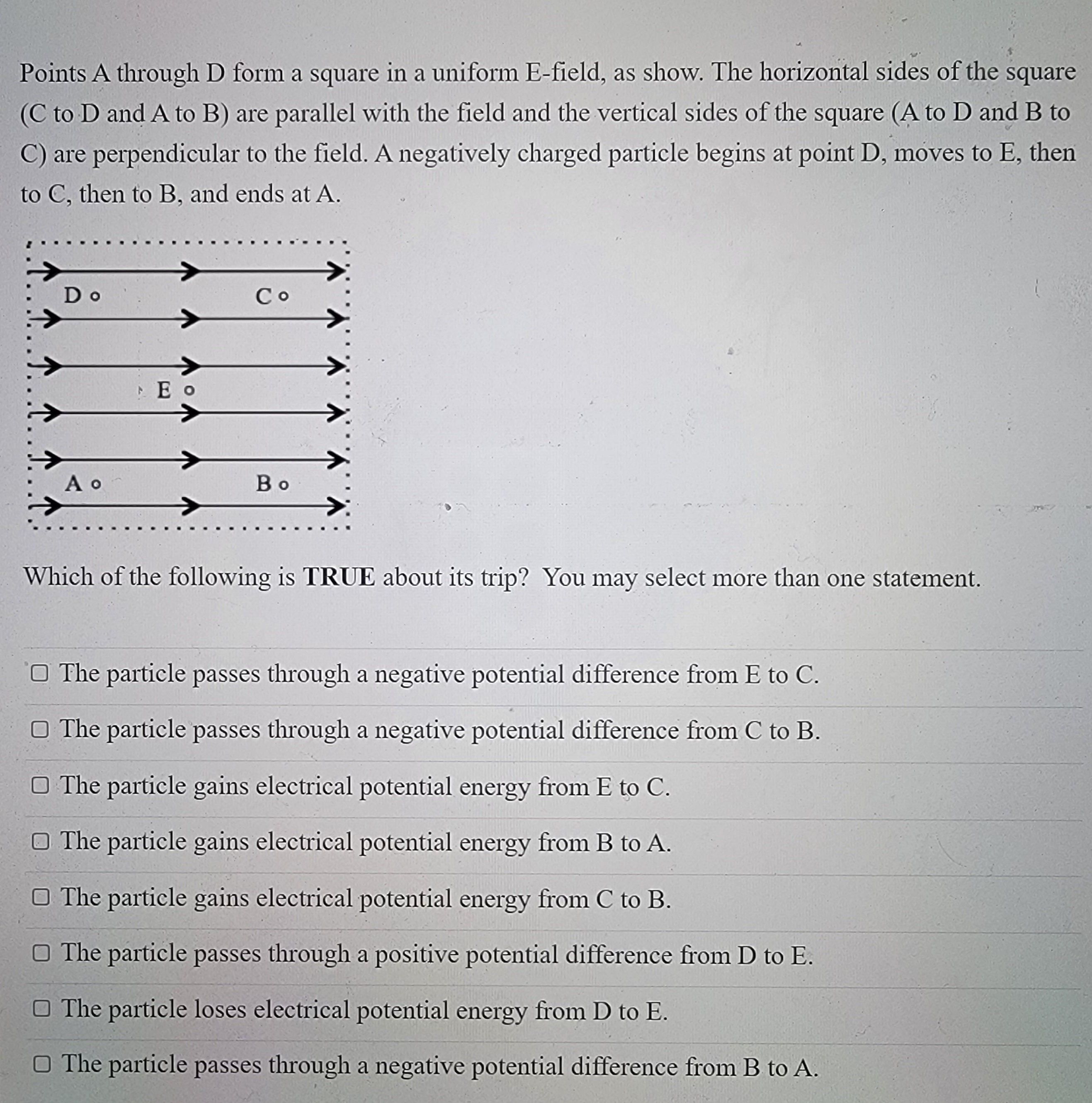 Solved Points A through D form a square in a uniform | Chegg.com