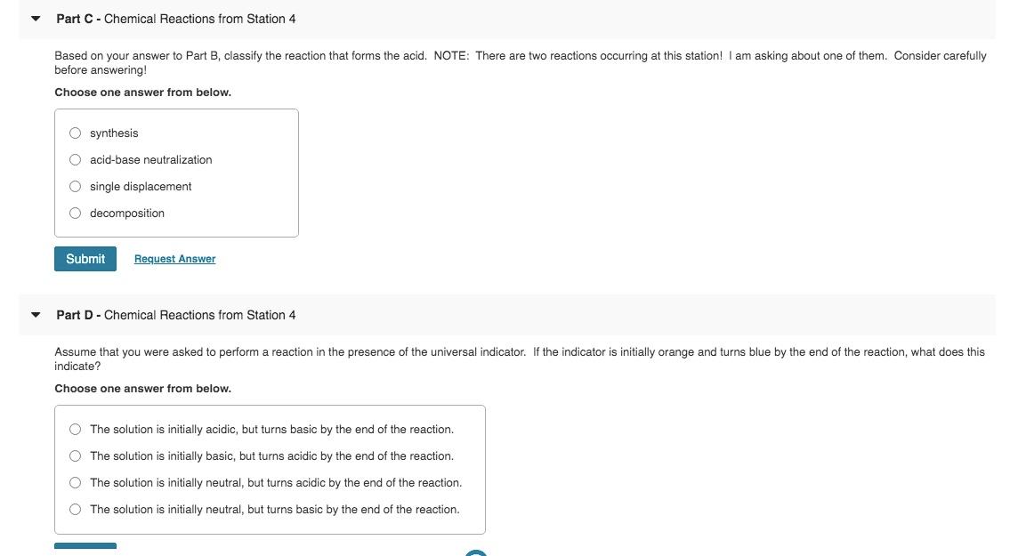 Solved Chemical Reactions from Station 4 3 of 3 Part A - | Chegg.com