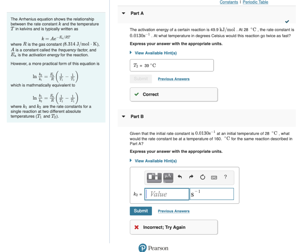 Solved The Arrhenius equation shows the relationship between | Chegg.com