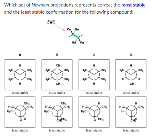Solved Which set of Newman projections represents correct | Chegg.com