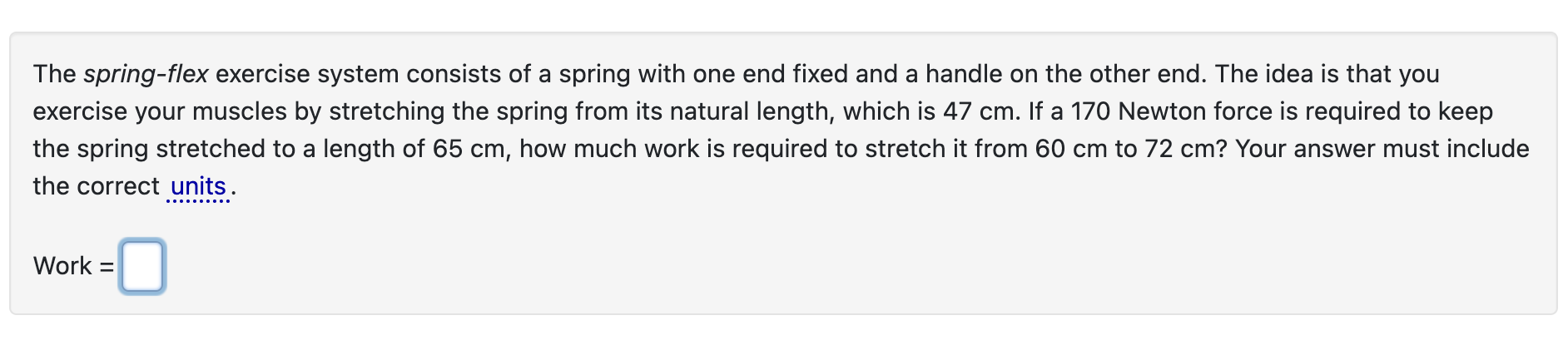 Solved The spring-flex exercise system consists of a spring | Chegg.com