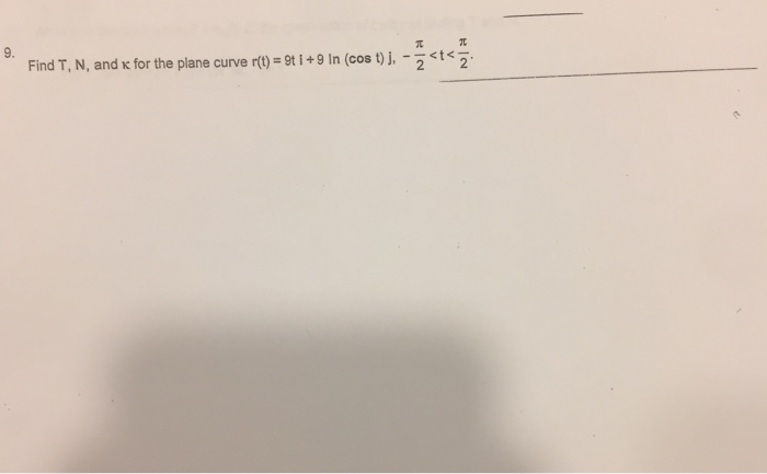Solved Find T, N, and k for the plane curve r(t) = 9t i + 9 | Chegg.com