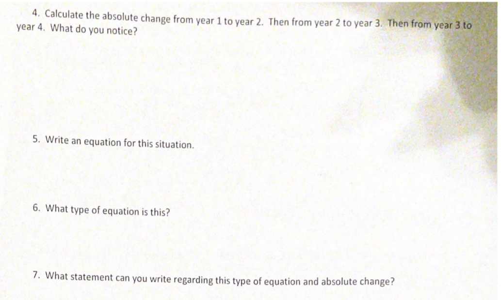 Solved 4. Calculate the absolute change from year 1 to year | Chegg.com