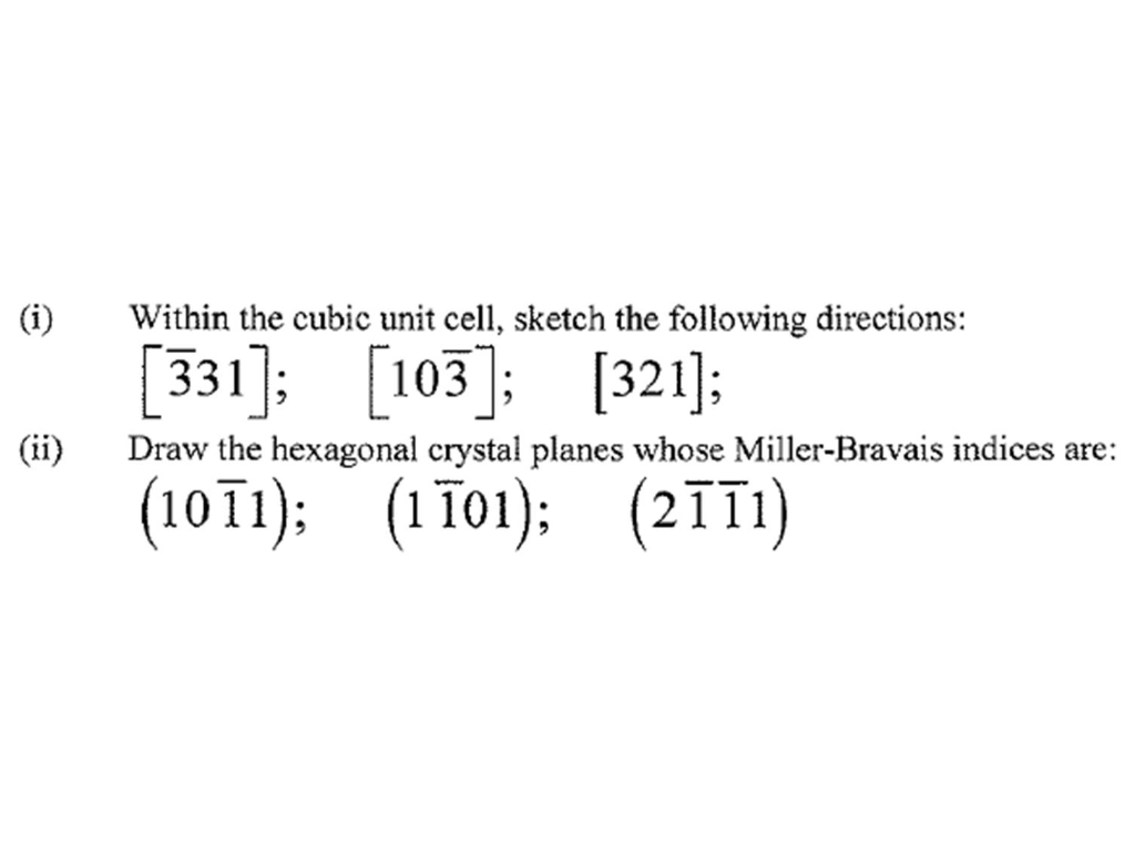 Solved (i) Within the cubic unit cell, sketch the following | Chegg.com