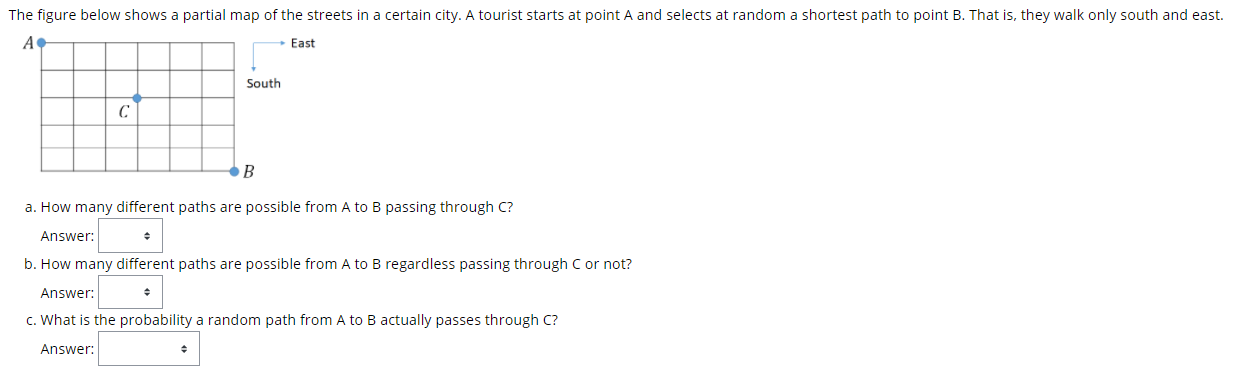 Solved The figure below shows a partial map of the streets | Chegg.com