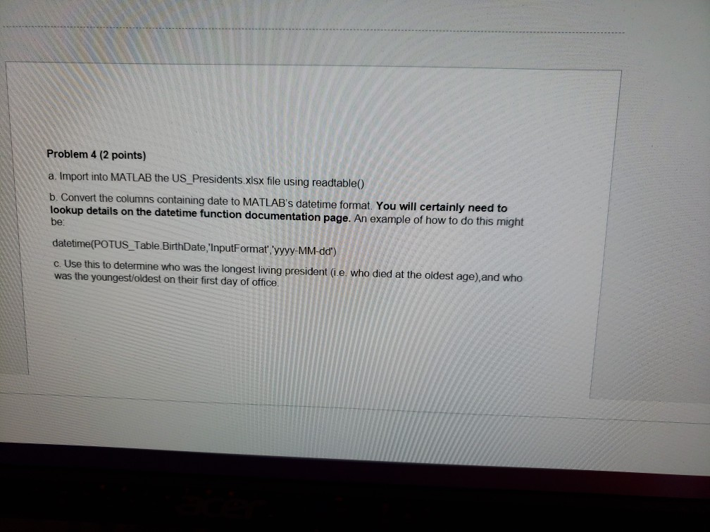 Problem 4 (2 points) a Import into MATLAB the US | Chegg.com