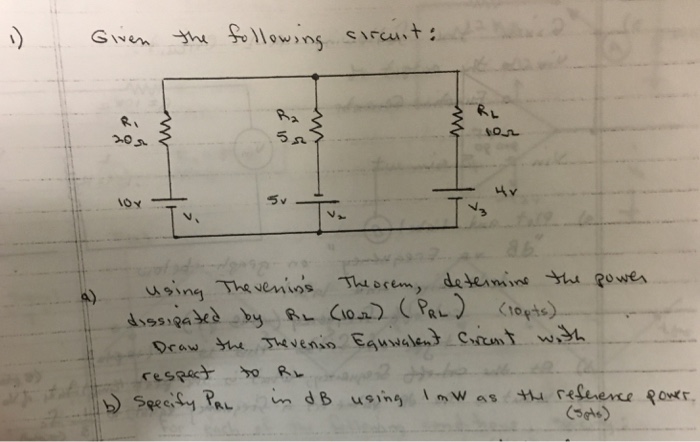 Solved Give the following circuit: Using Thevenin's | Chegg.com