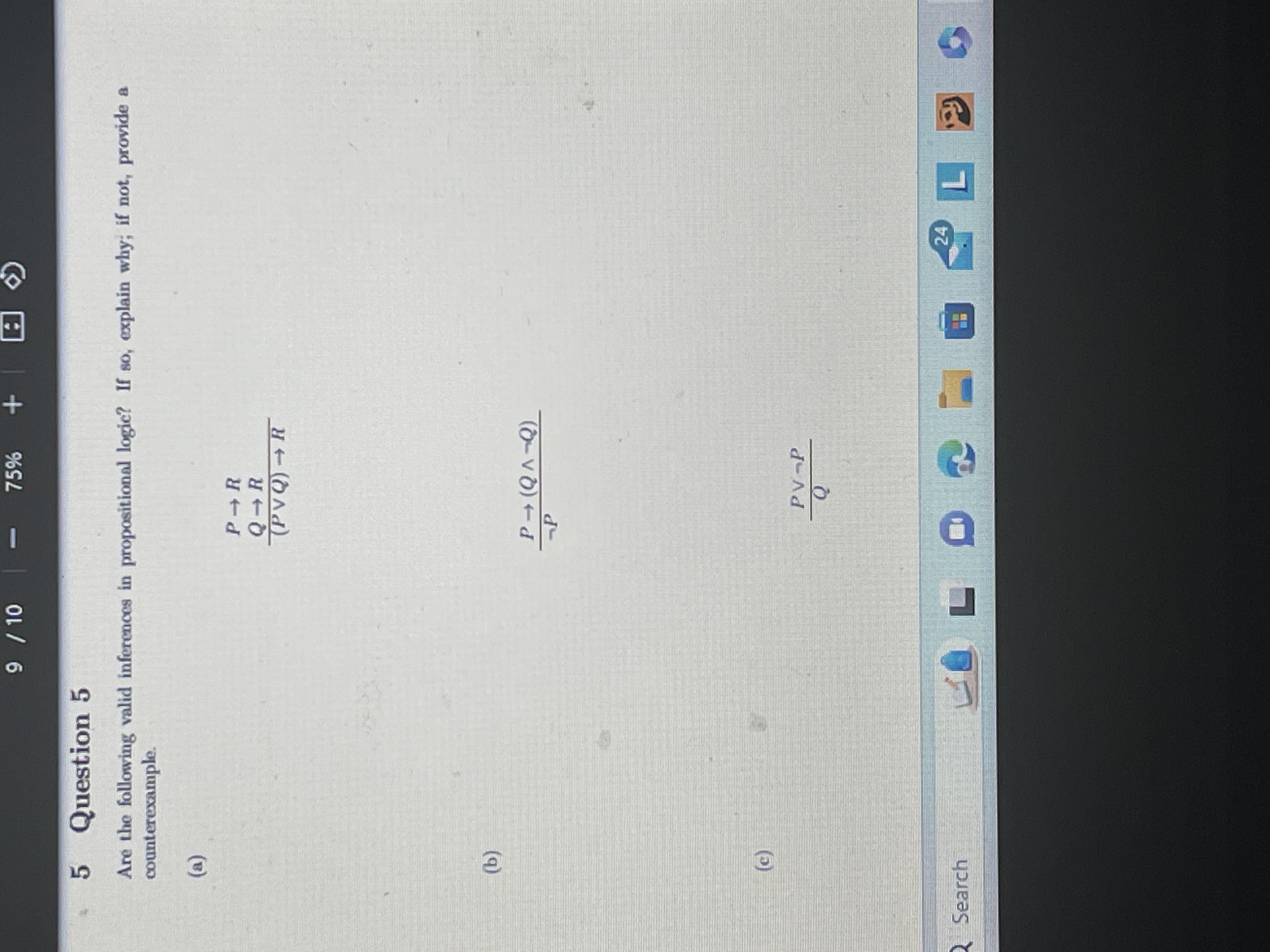 Solved Are the following valid inferences in propositional | Chegg.com