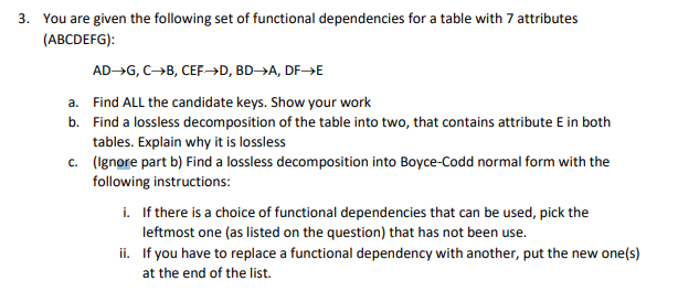 Solved You Are Given The Following Set Of Functional 