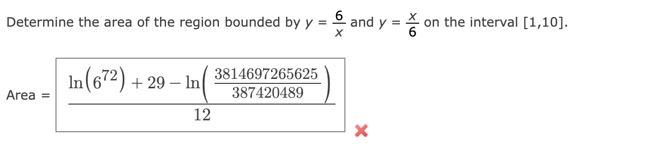 Solved Determine the area of the region bounded by y=x6 and | Chegg.com