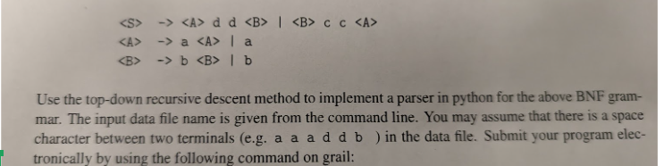 Solved Given the follow BNF grammar: Use the top-down | Chegg.com