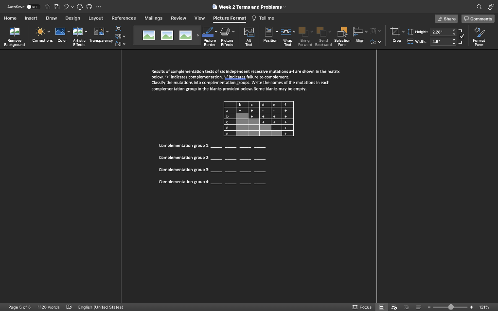 Solved Results Of Complementation Tests Of Six Independent 
